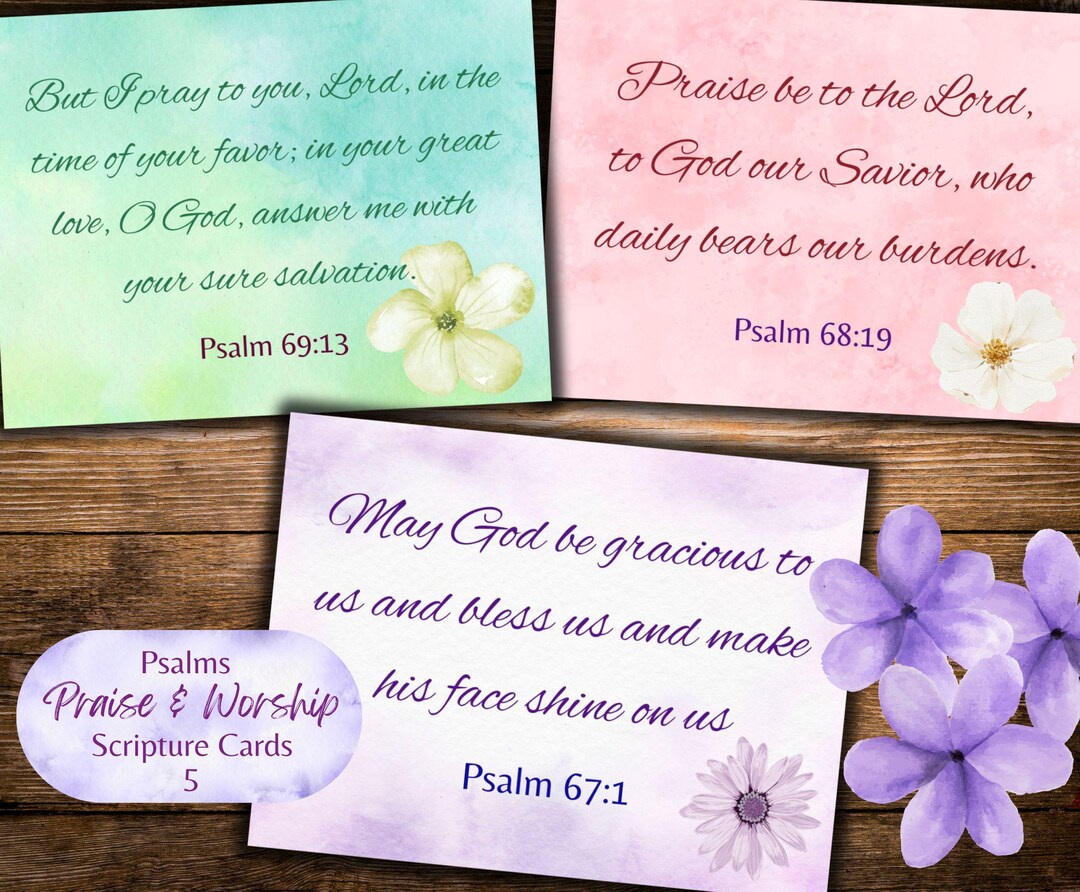 Watercolor Psalms Scripture Cards: Praise & Worship (digital Download ...
