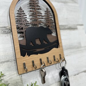 Black Bear Wooden Key Holder – Laser Engraved Rustic Wall Decor - Etsy