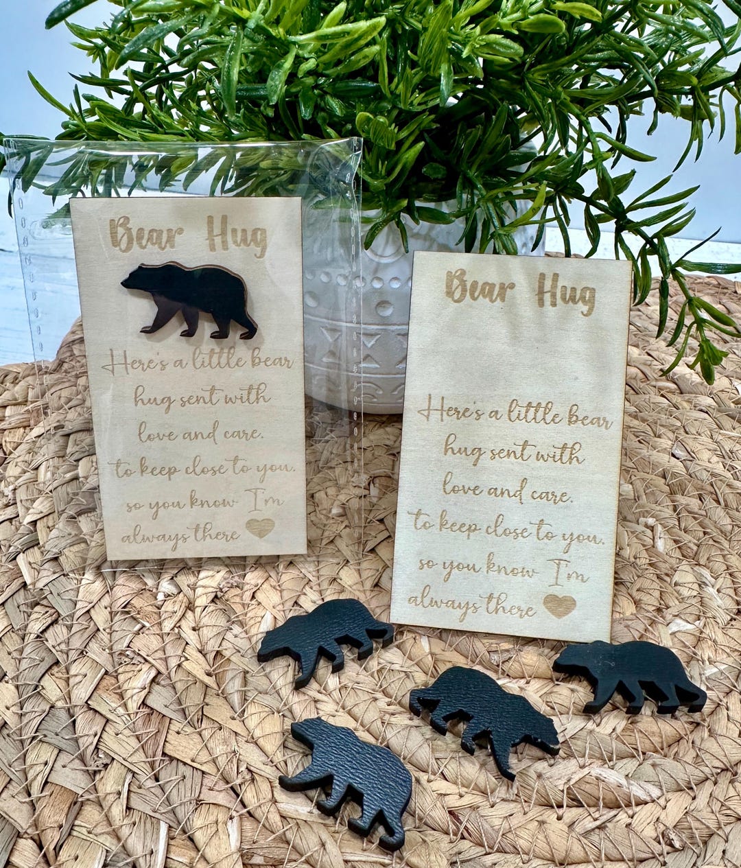 Bear Hug Pocket Pal Wooden Charm, Comfort Token - Etsy