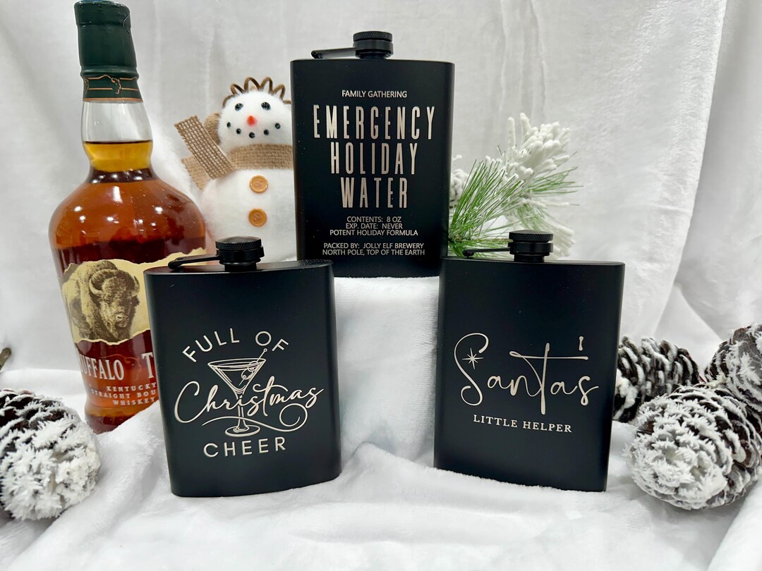 Christmas Holiday Themed 8 Oz. Flasks, 3 Styles to Select From, Holiday ...