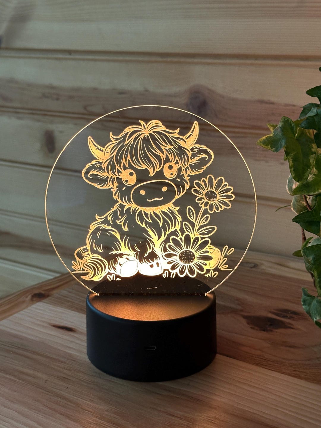 Highland Cow LED Nightlight, 16 Color Display, Farmhouse Decor - Etsy