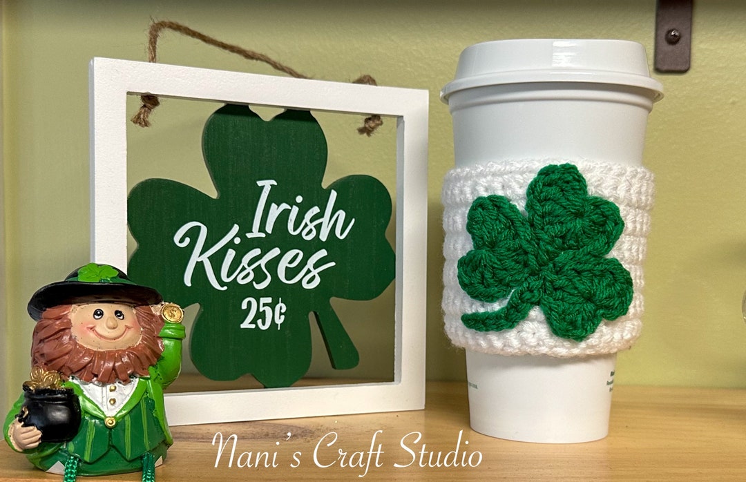 Shamrock Coffee Cozy, St Patricks Day, Coffee Sleeve, Coffee Cup Cover ...