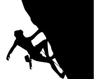 Rock Climber SVG Man Climbing Repelling Mountain Silhouette Digital ...