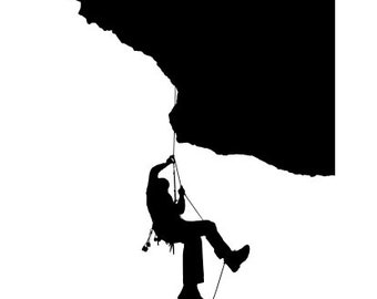 Rock Climber SVG Man Climbing Repelling Mountain Silhouette Digital ...
