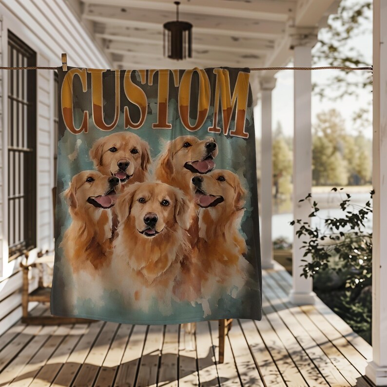 Custom Colors Vintage Bootleg Pet Blanket Pet Photo + Name Custom Dog ...