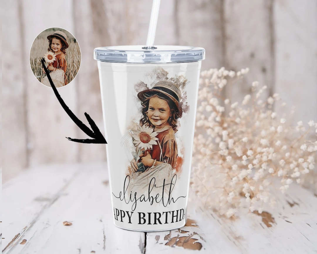 Custom Portrait Birthday Cups for Her Birthday Party Cups Personalized ...