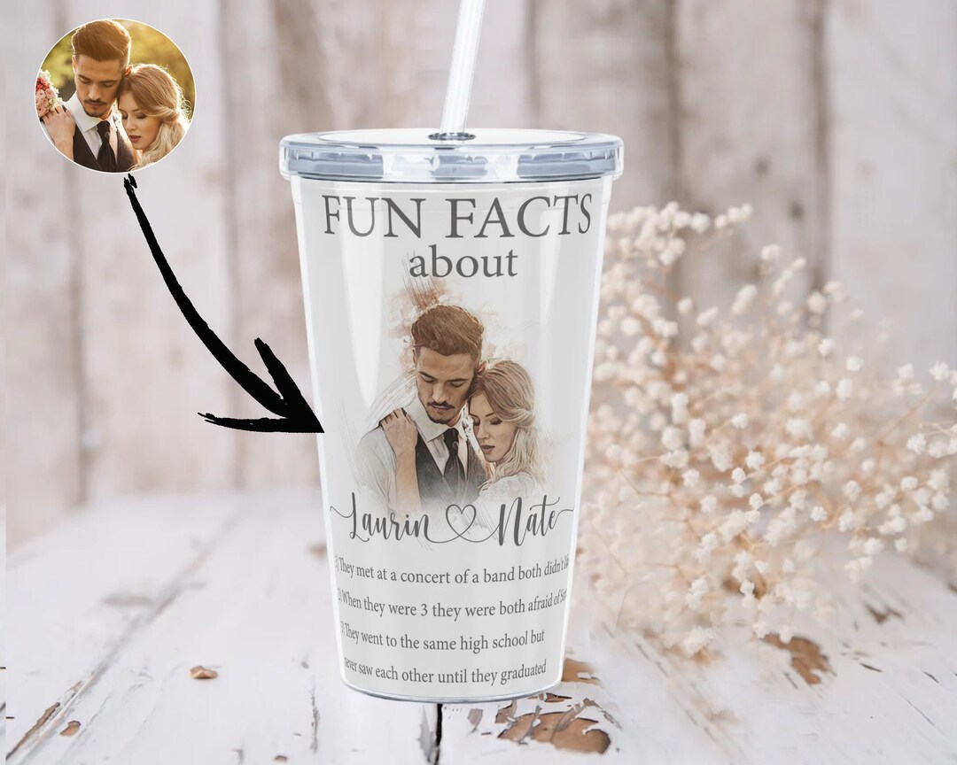 Trivia Personalized Cups With Straws Birthday Wedding Bridal Shower Fun ...