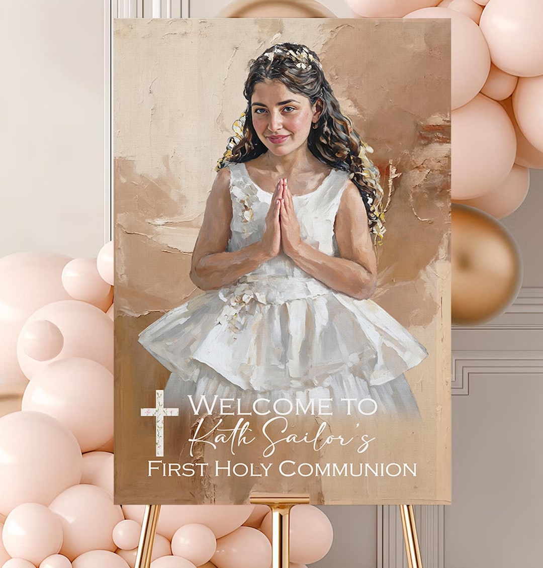 Holy Communion Welcome Sign Poster, Custom Portrait Communion Welcome ...