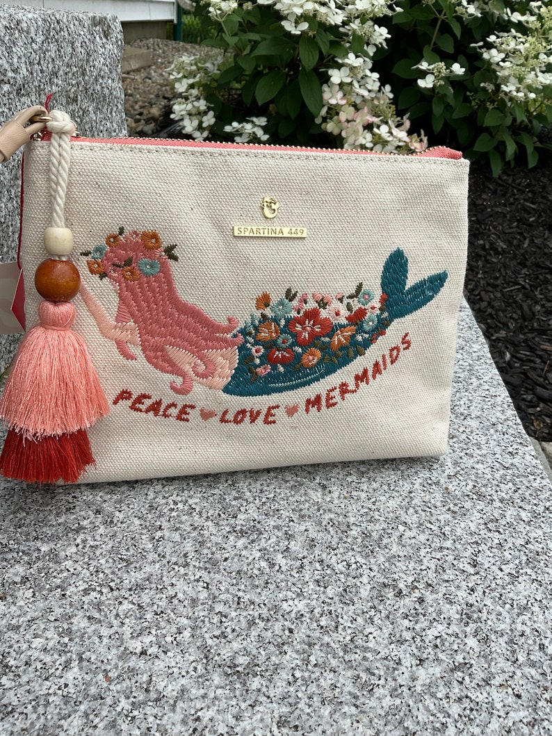 Spartina 449 Embroidered Mermaid Wristlet - Etsy