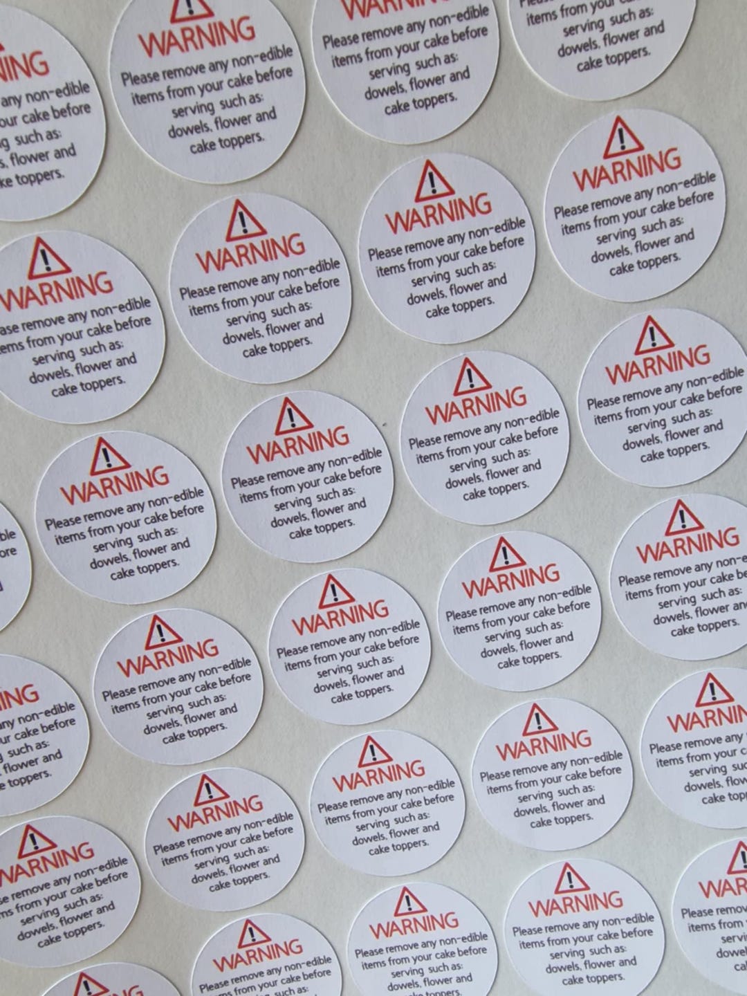 3cm Cake Warning Stickers Labels 35 175 350 Glossy Matte - Etsy