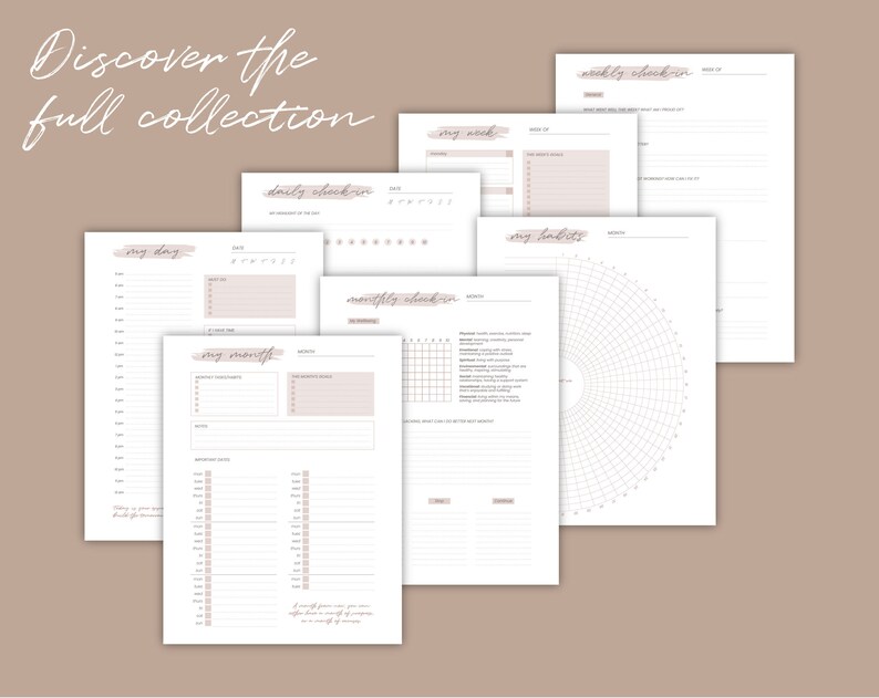 Minimalist Monthly Check-in Insert for Productivity and Wellbeing ...