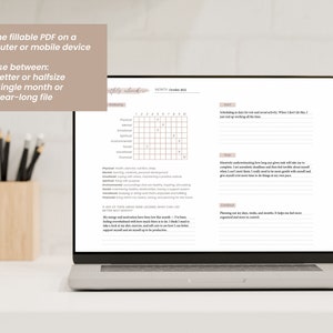 Minimalist Monthly Check-in Insert for Productivity and Wellbeing ...