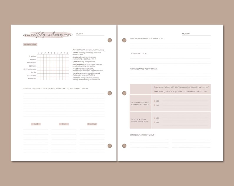 Complete Planner Bundle Daily Weekly Monthly Check-in - Etsy