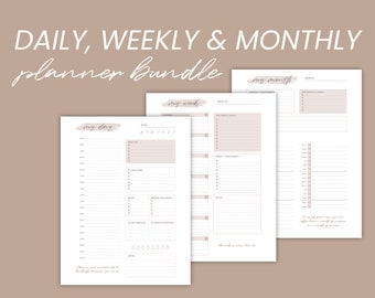 Complete Planner Bundle Daily, Weekly, Monthly Check-in Habit Tracker ...
