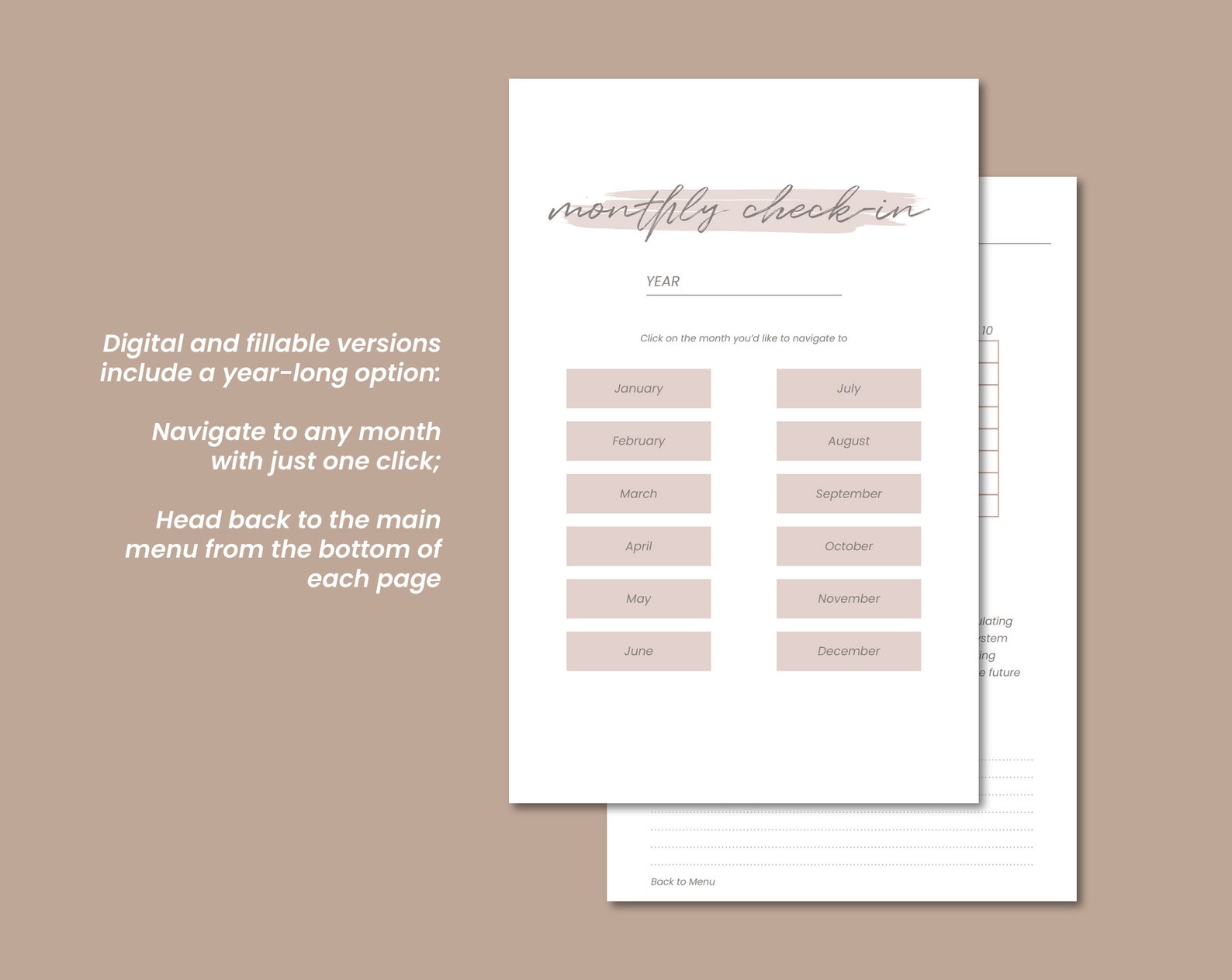 Minimalist Monthly Check-in Insert for Productivity and Wellbeing ...