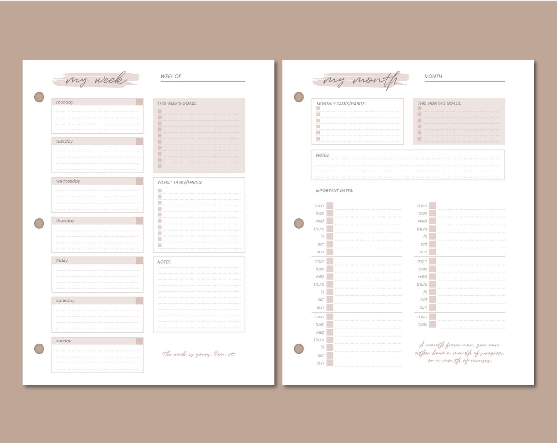 Complete Planner Bundle Daily Weekly Monthly Check-in - Etsy
