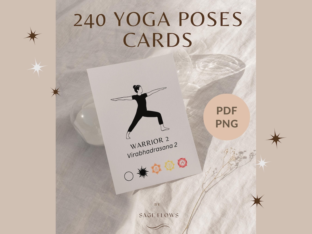240 Yoga Poses Printable Cards | Hatha Ashtanga Asanas With Chakras ...