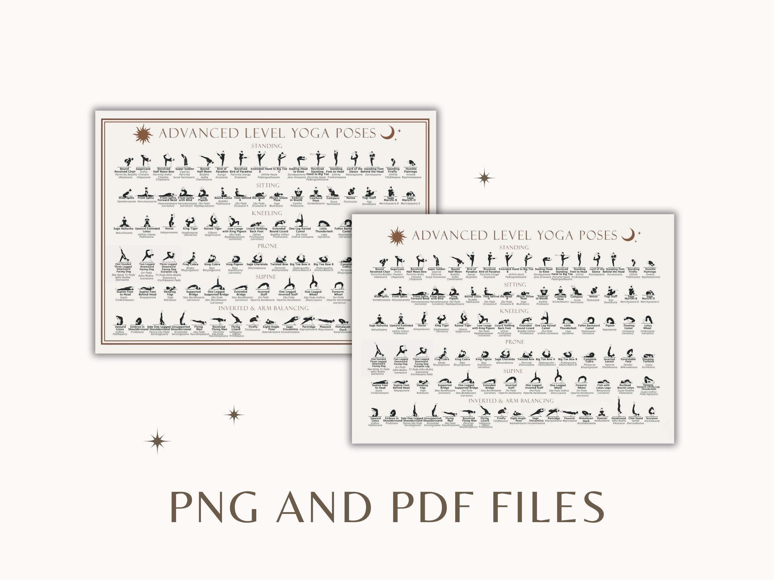 Advanced Yoga Poses Chart | Hatha & Modern Asanas Wall Art (printable ...