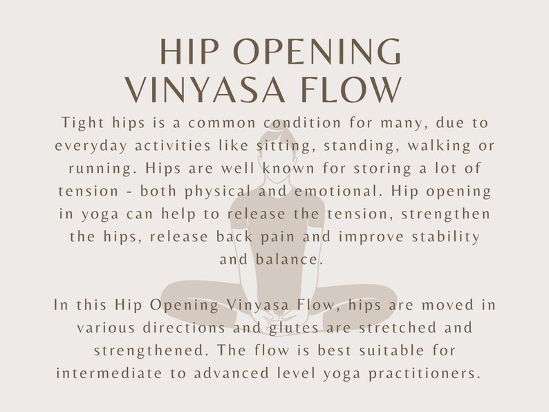 Hip Opening Vinyasa Flow | Yoga Sequence | Flexibility Yoga | PDF PNG ...