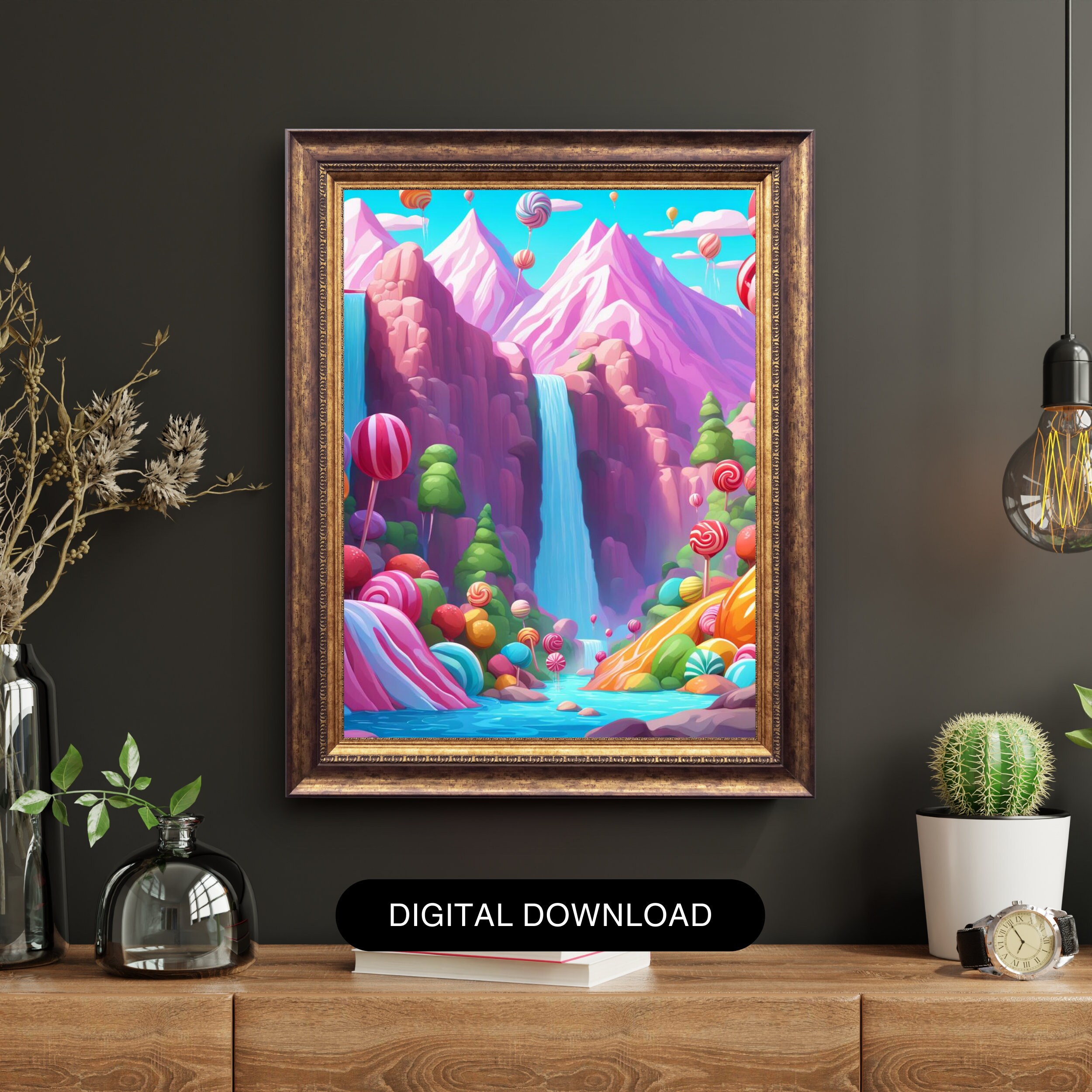 Waterfall Candy Land Digital Wall Art, Wall Art, Digital Printable Wall ...