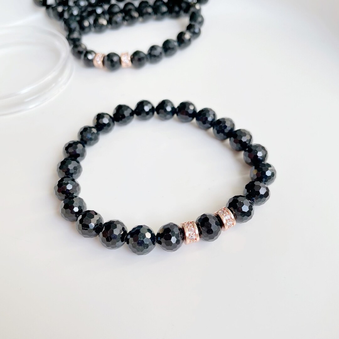 Faceted Cut Natural Black Burmese Jadeite Bracelet - Etsy