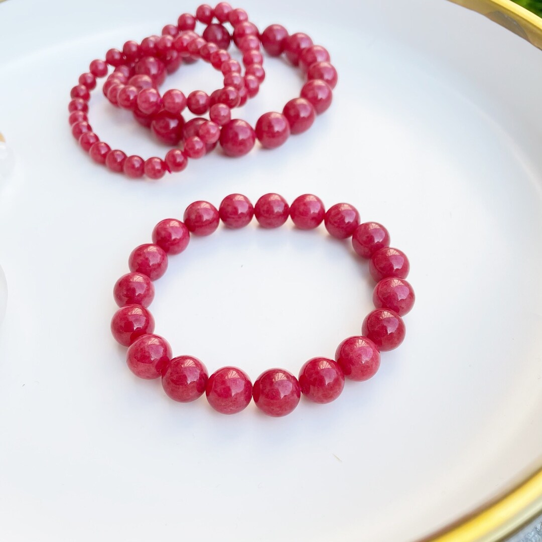 AAAAA Pink Natural Icy Rhodonite Bracelet - Etsy