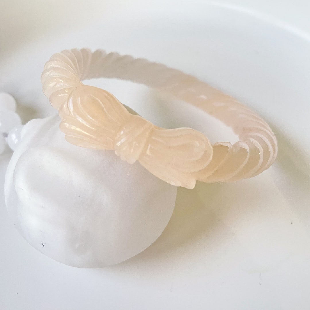 58mm Hand-sculpted Natural Quartzite Jade Bangle (shetai Jade/shetaicui ...