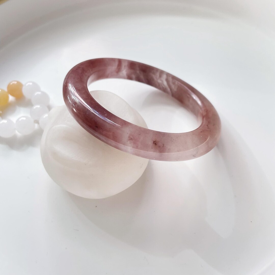 57.8mm Natural Quartzite Jade Bangle (jinsiyu/金丝玉), Plum Blossom NC07 ...