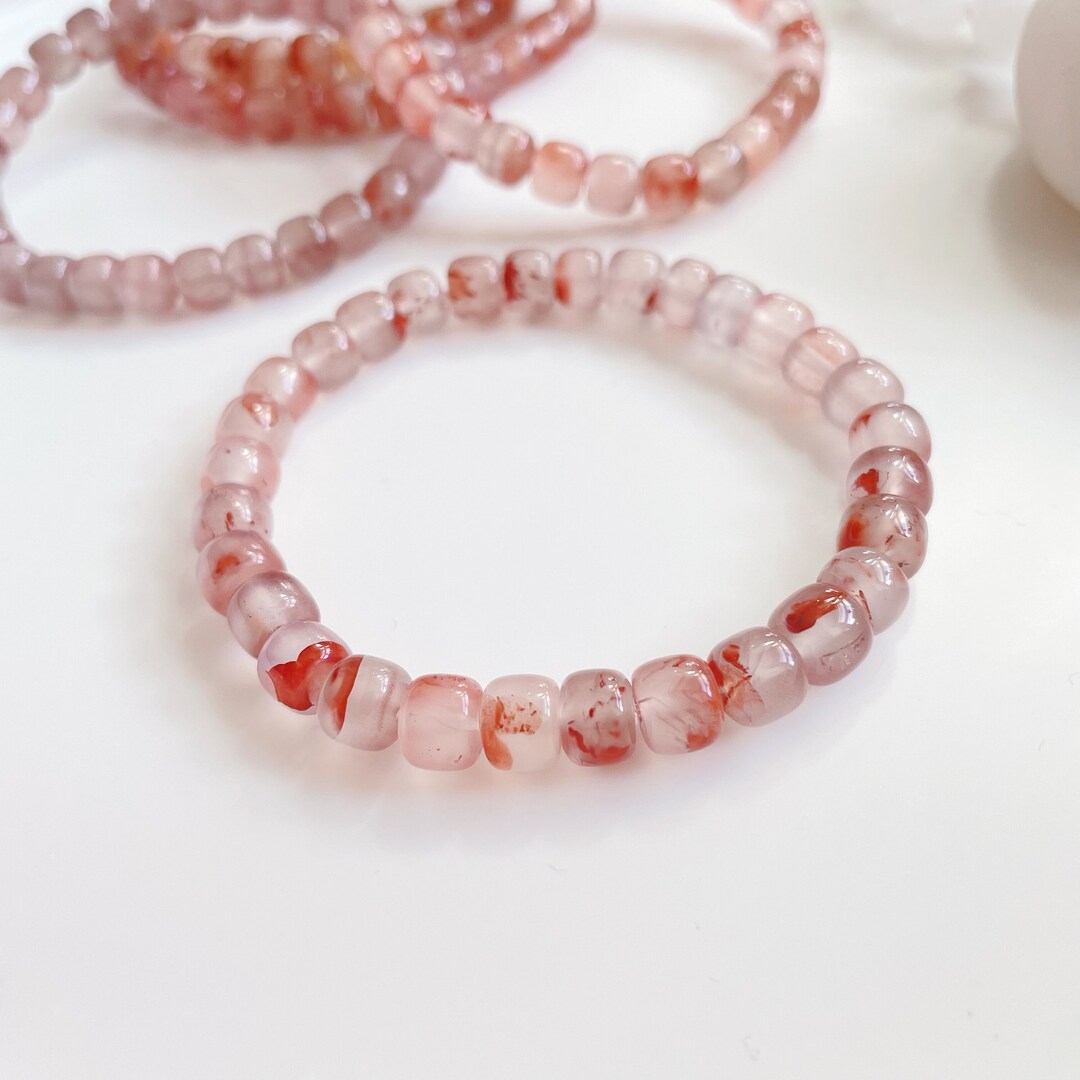 Nanhong Red Agate Bracelet (南红), Energy Stone, Bead Size 7.3x6.3mm, Fit ...