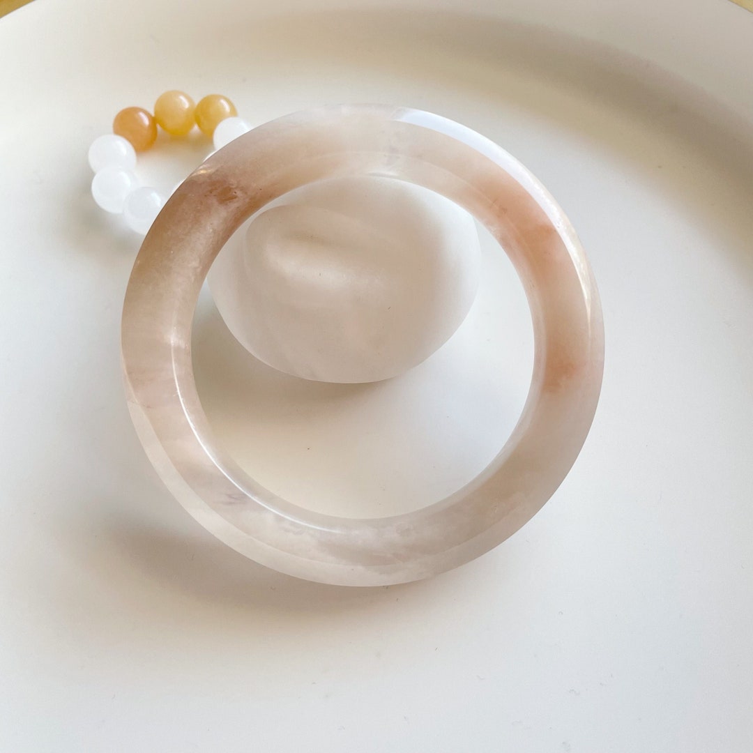 60mm Natural Pink Quartzite Jade Bangle shetai Jade/shetaicui/佘太翠 ...