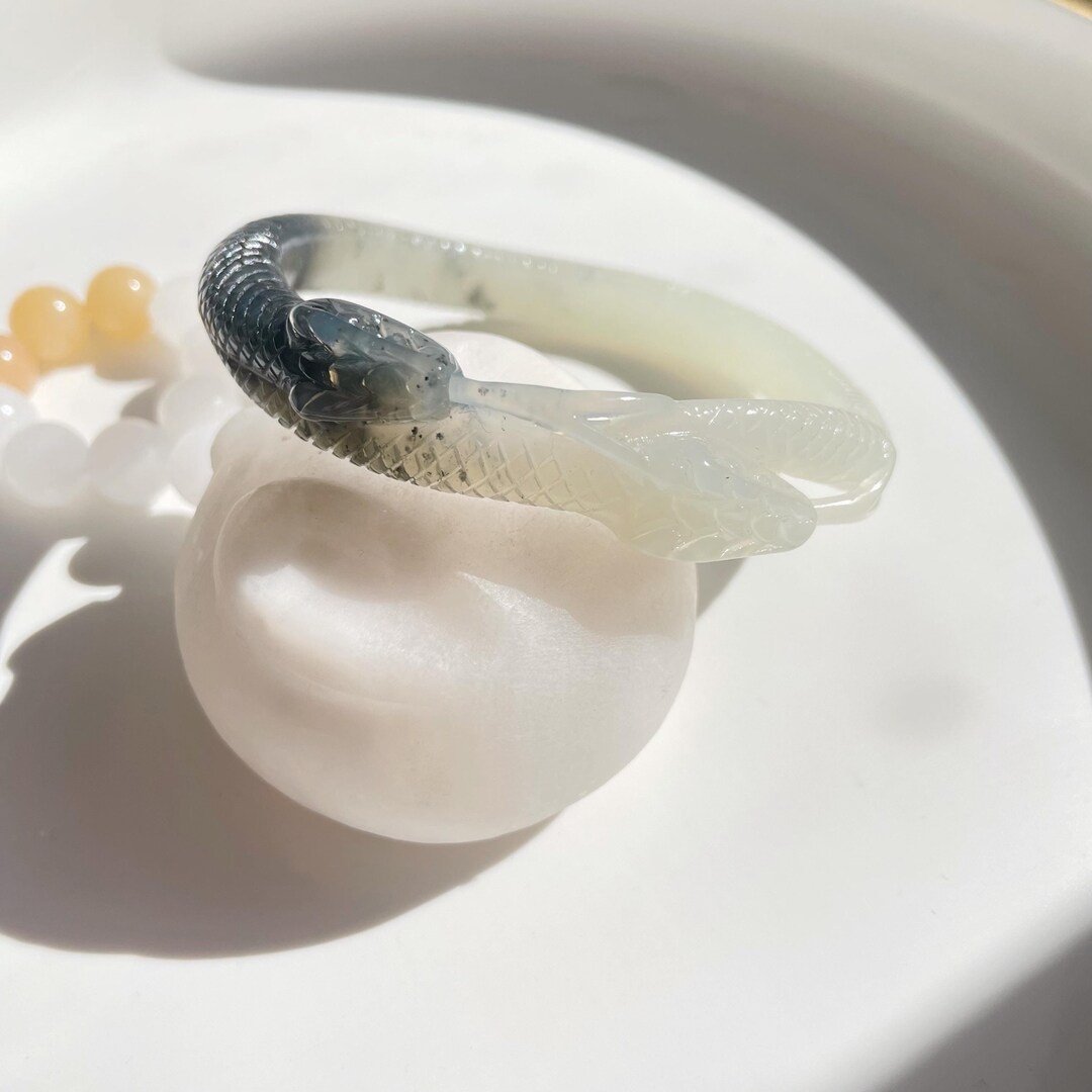 62.3mm Hand-sculpted Natural Serpentine Jade (xiuyu) Bangle, Twisted ...