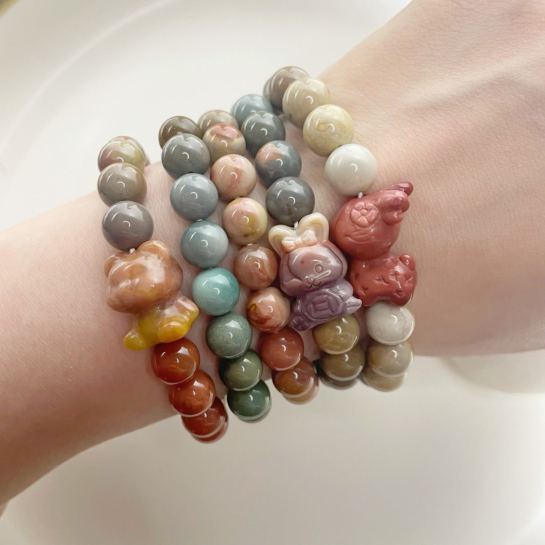 Natural Multicolored Alashan Agate Bracelets (default Fit 6.5inch/16 ...