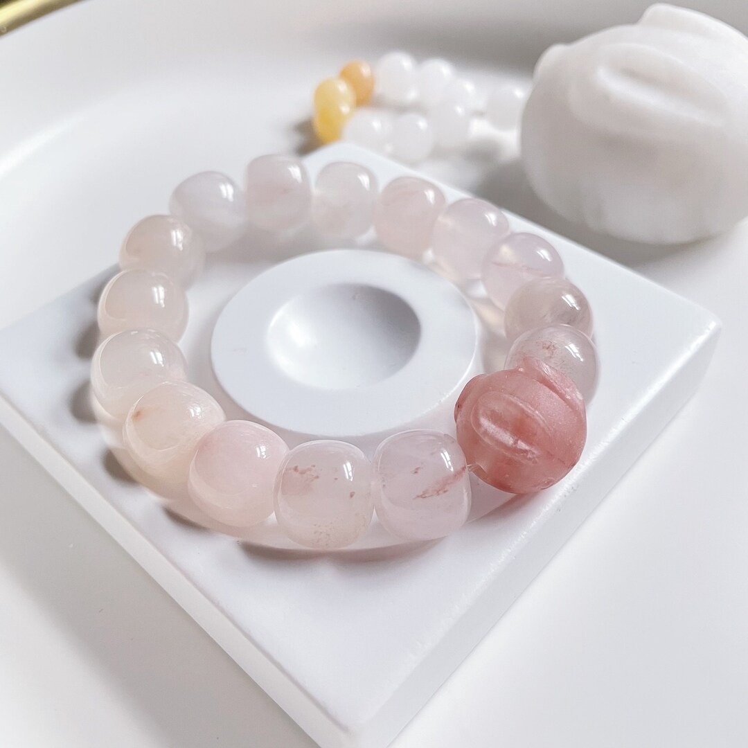 Pink Natural Quartzite Jade Bracelet (shetai Jade/shetaicui/佘太翠）bead ...