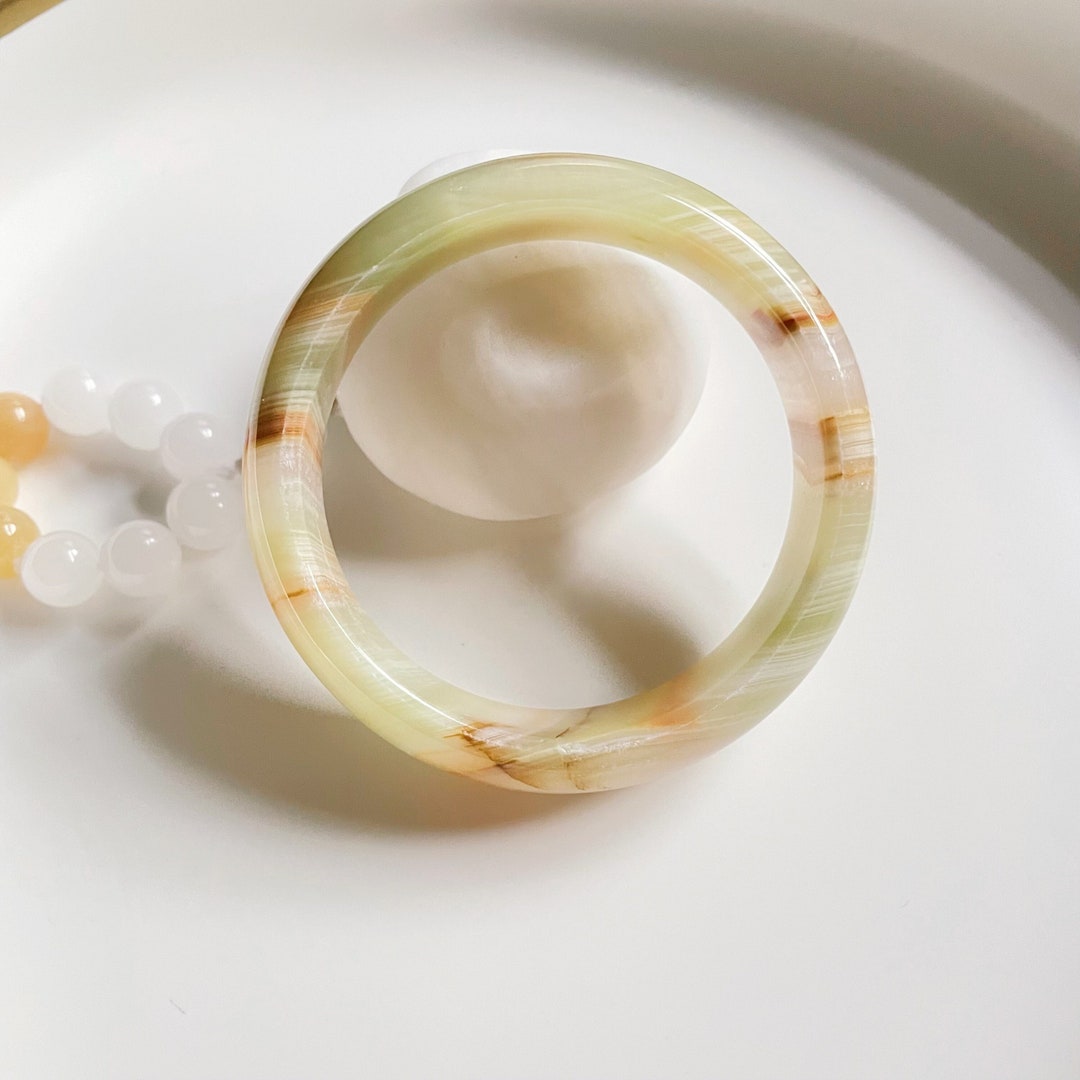 59mm Natural Calcite Quartz Bangle, Layered Stalactite Bangle, 59x17 ...