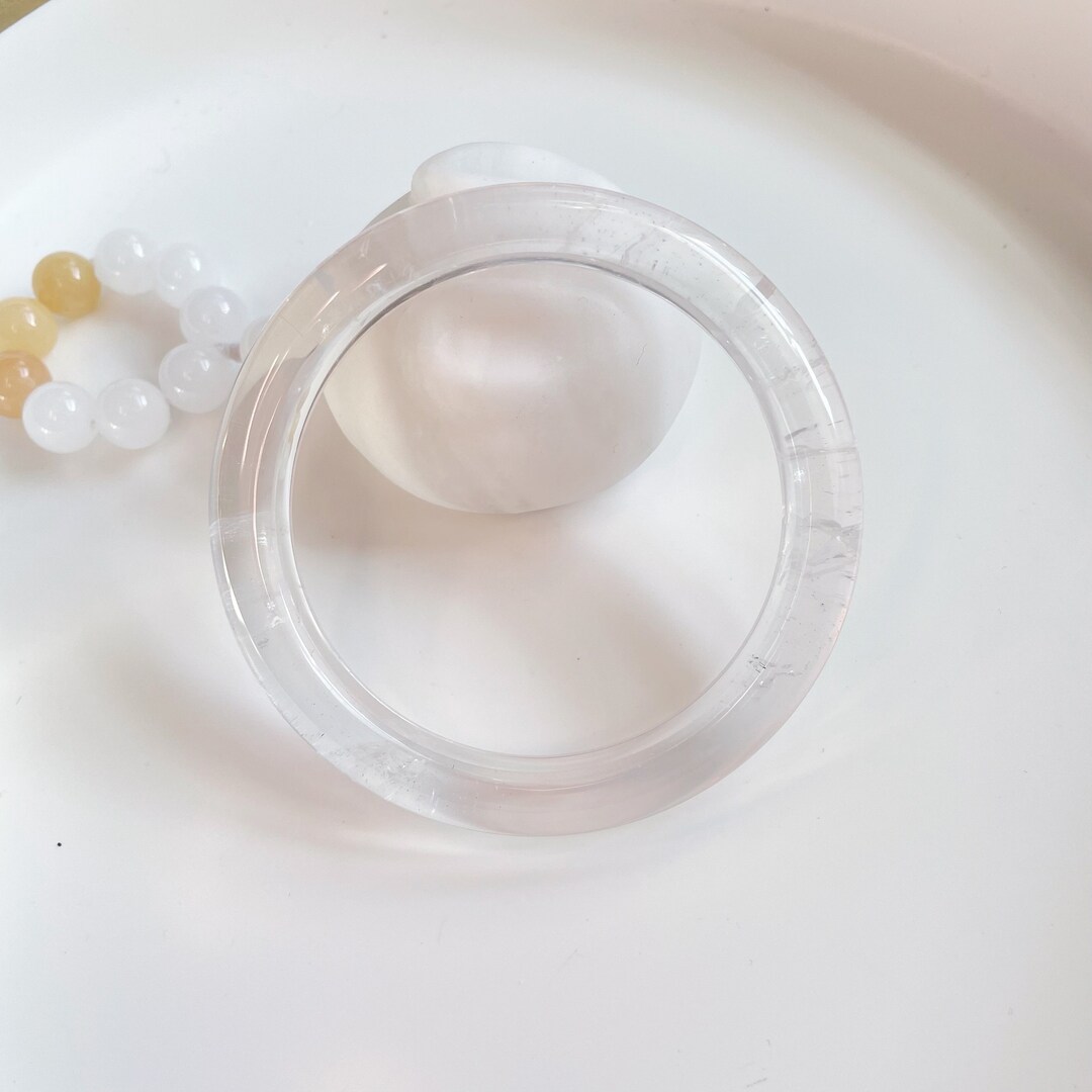 61.9mm AAAAA Natural White Crystal/quartz Bangle, Rock-crystal, 61 ...