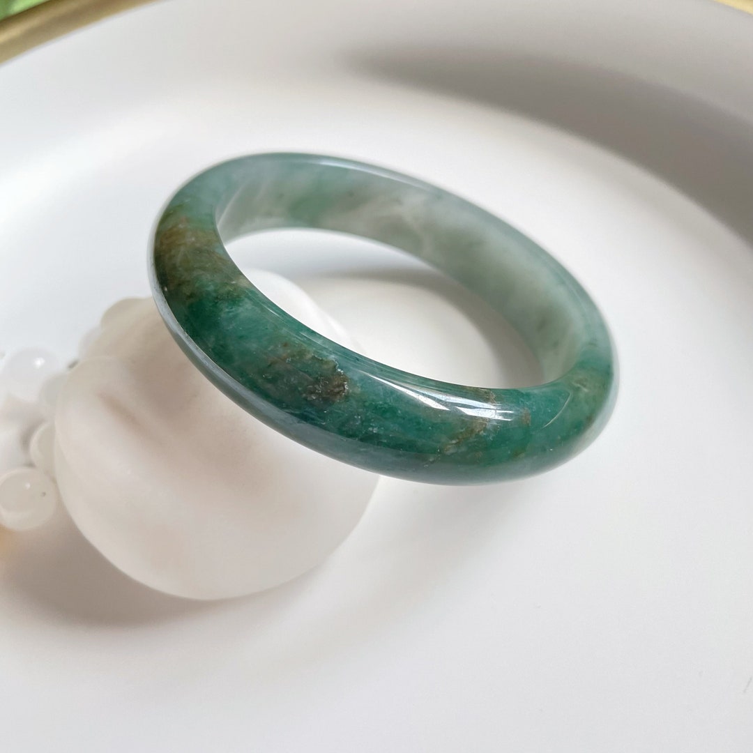 60mm Natural Quartzite Jade Bangle dulong Jade/独龙玉, Dupe of Burmese ...