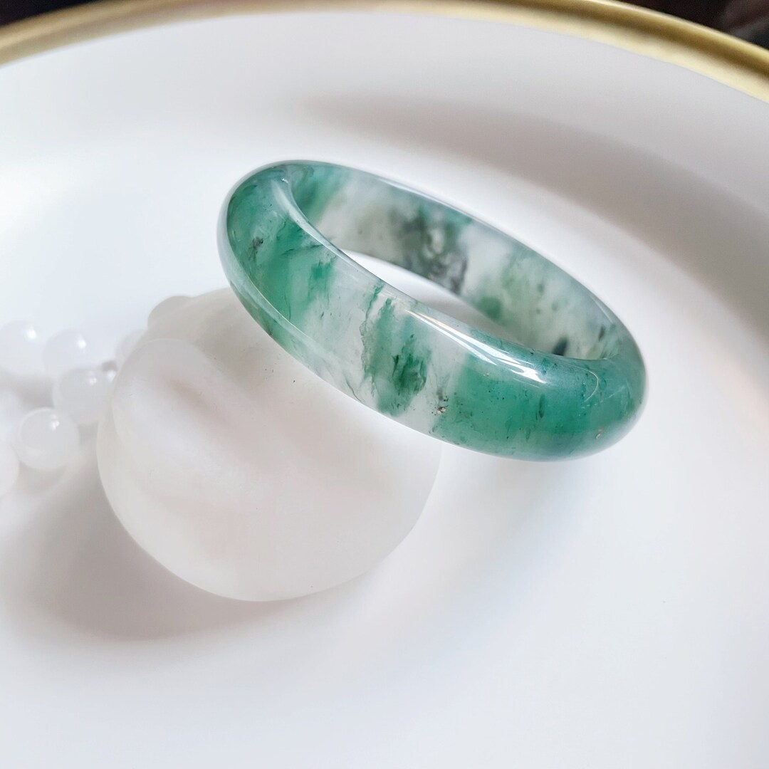 56mm Natural Quartzite Jade Bangle (dulong Jade/独龙玉), Dupe of Burmese ...