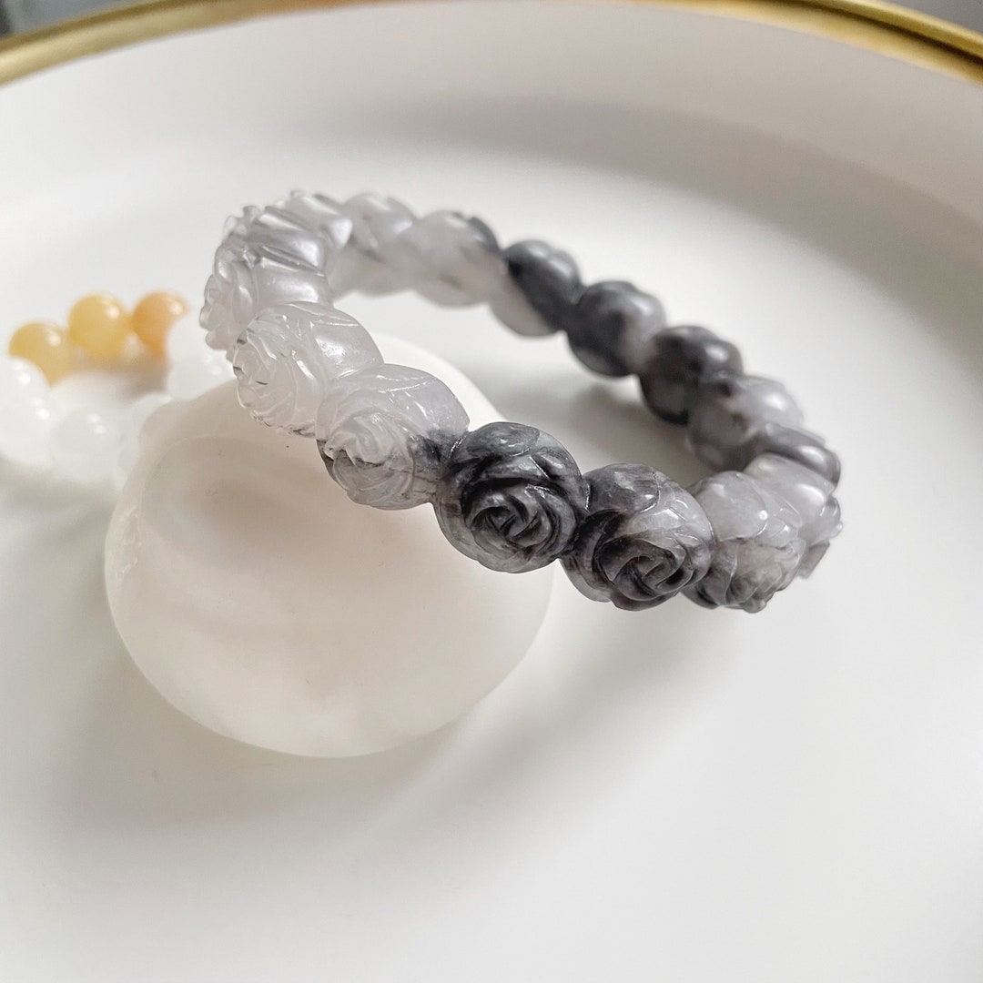 57.6mm Hand-sculpted Natural Quartzite Jade Bangle (shetaicui/佘太翠 ...