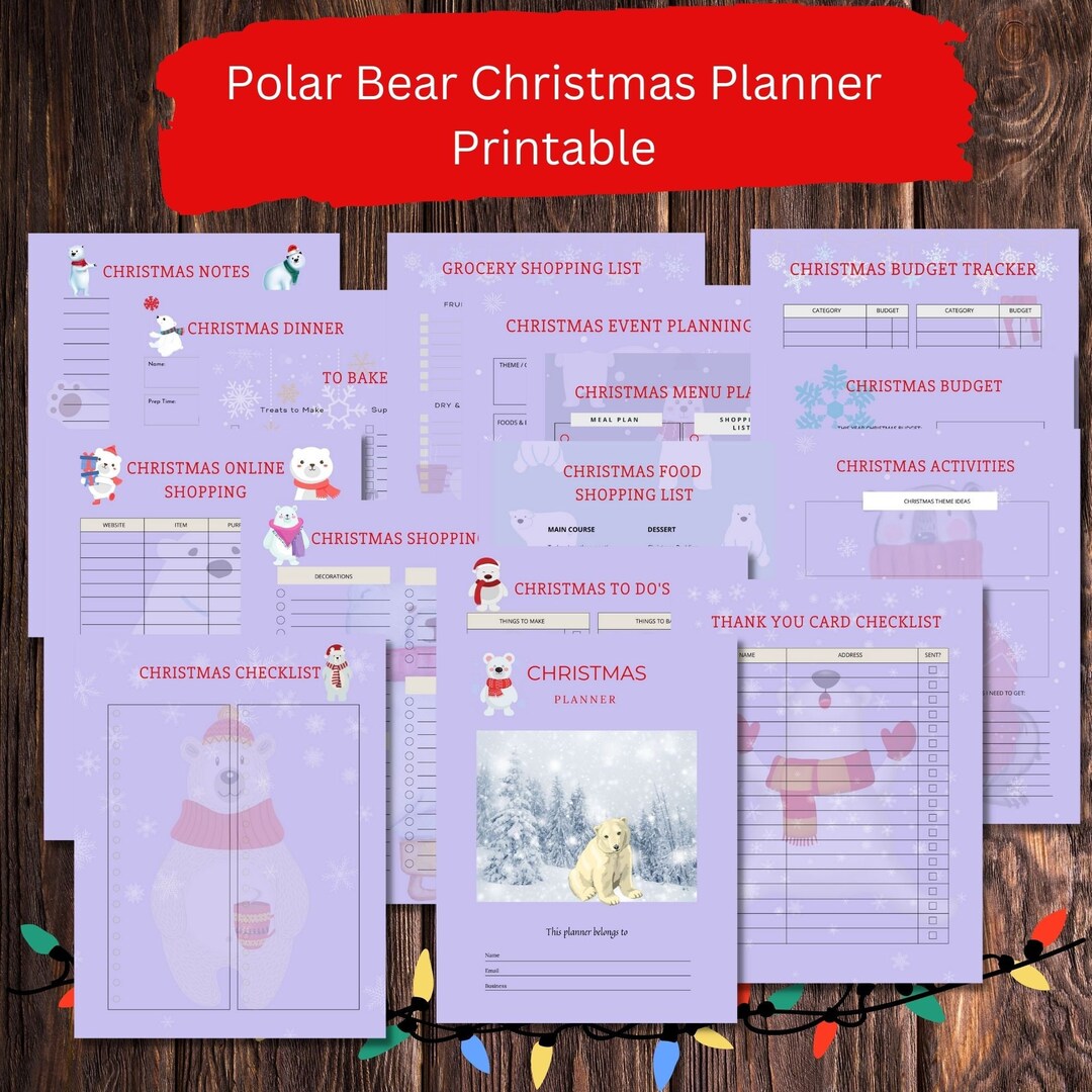 Christmas Planner Polar Bear Theme Xmas Planner Printable Christmas Christmas Planner Polar Bear Theme Xmas Planner Printable Christmas