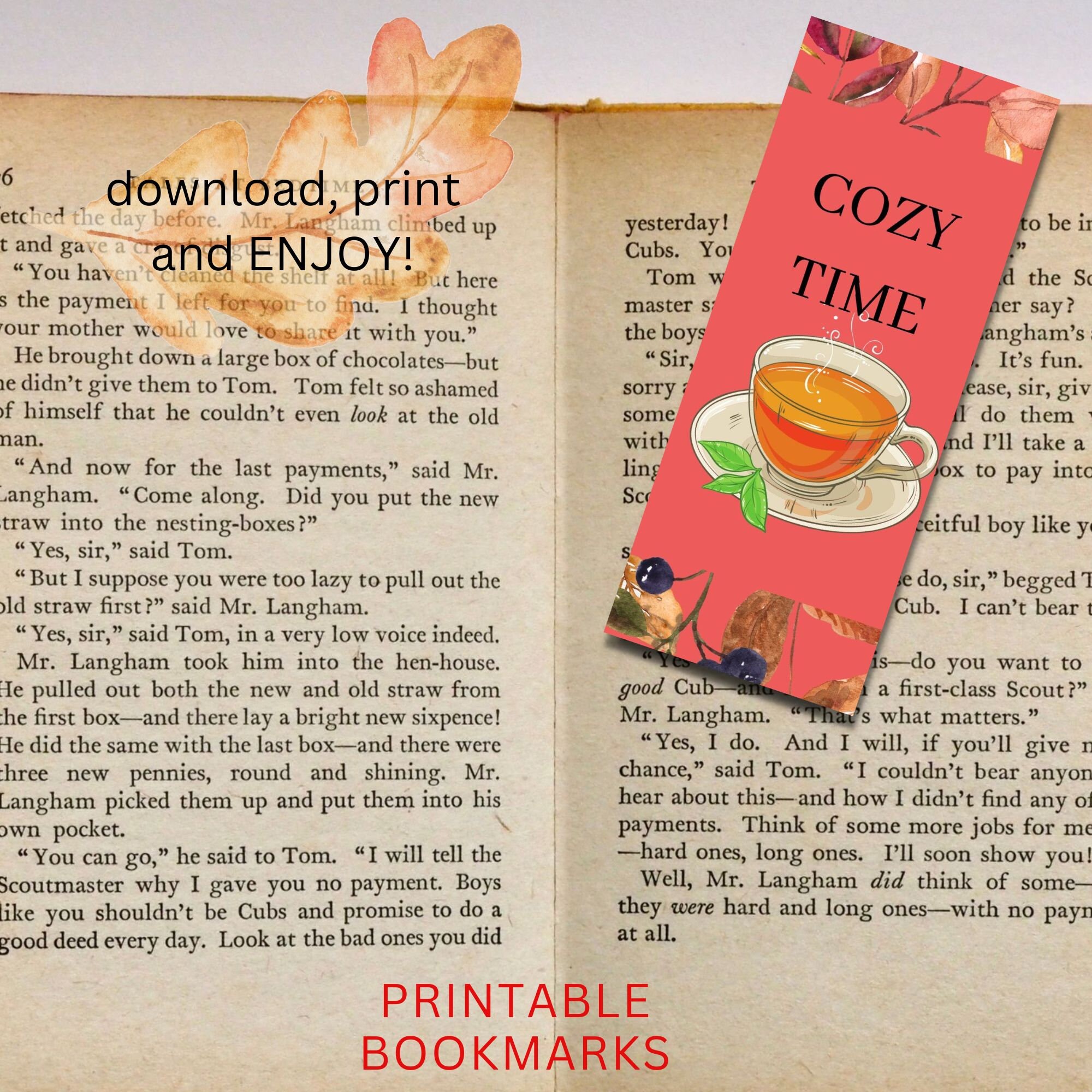 Fall Printable Bookmarks Book Lover Autumn Bookmarks Set of - Etsy