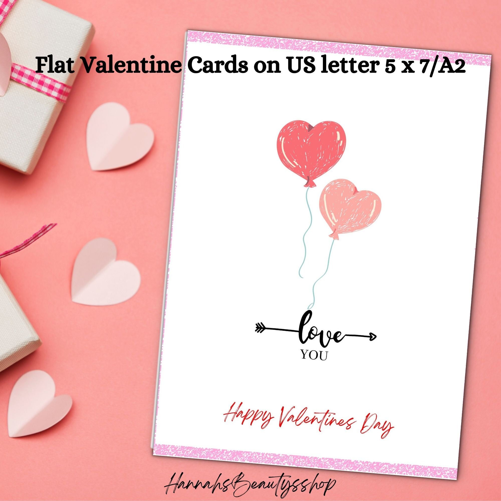 Balloon Valentines Day Printable Card, Love Card for Valentines Day ...