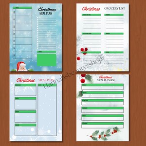 Holiday Meal Planner and Grocery List, Printable, Digital Download ...