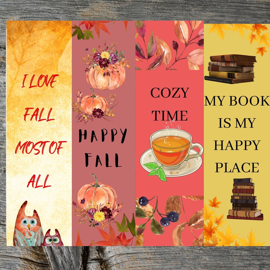 Fall Printable Bookmarks Book Lover Autumn Bookmarks Set of - Etsy