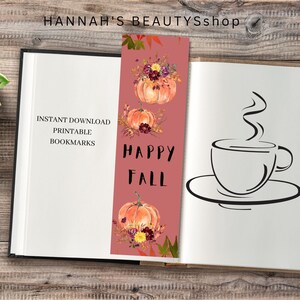 Fall Printable Bookmarks, Book Lover, Autumn Bookmarks, Set of 4 ...