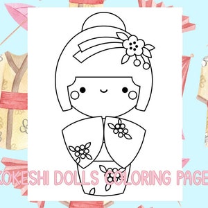Japanese Kokeshi Dolls Printable Coloring Pages - Etsy