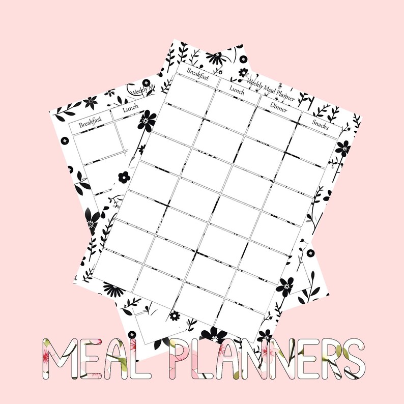 Black and White Weekly Meal Planner - Etsy