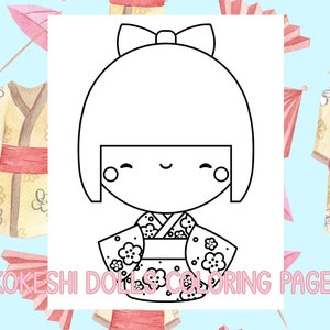 Japanese Kokeshi Dolls Printable Coloring Pages - Etsy