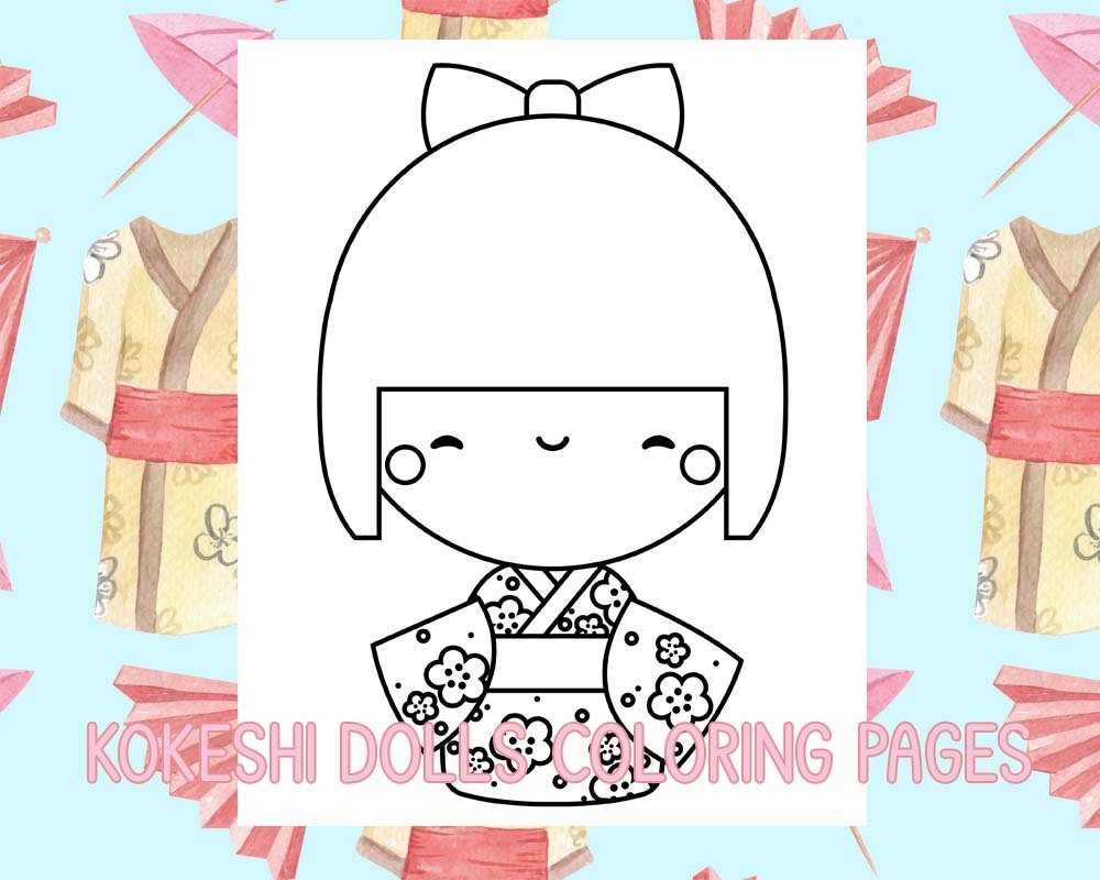 Japanese Kokeshi Dolls Printable Coloring Pages - Etsy