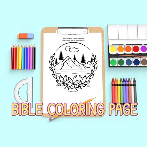 Bible Coloring Page Verses Kids Teens Adults Sunday - Etsy