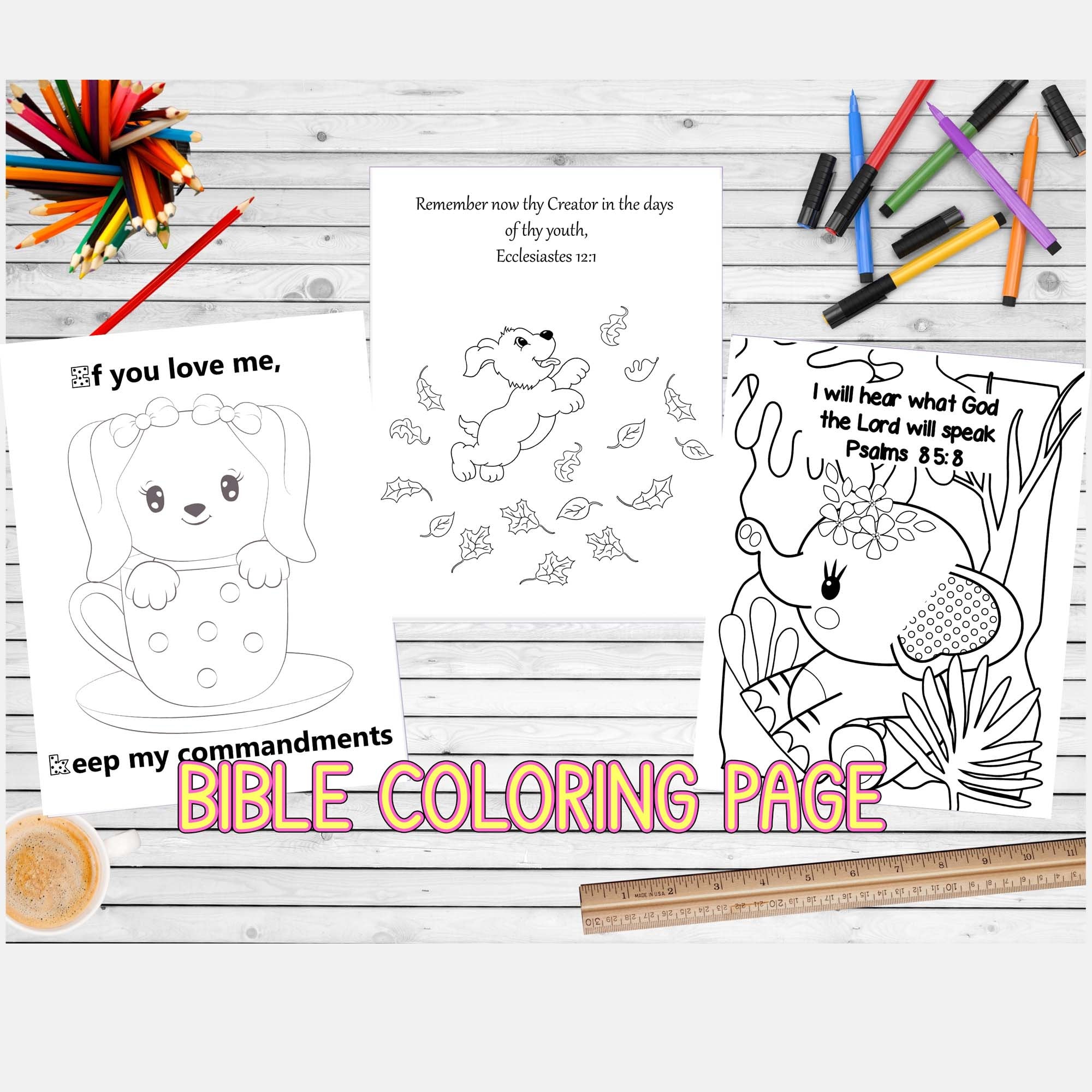 Set of Three | Bible Coloring Pages | Verses | Kids | Teens | Adults ...